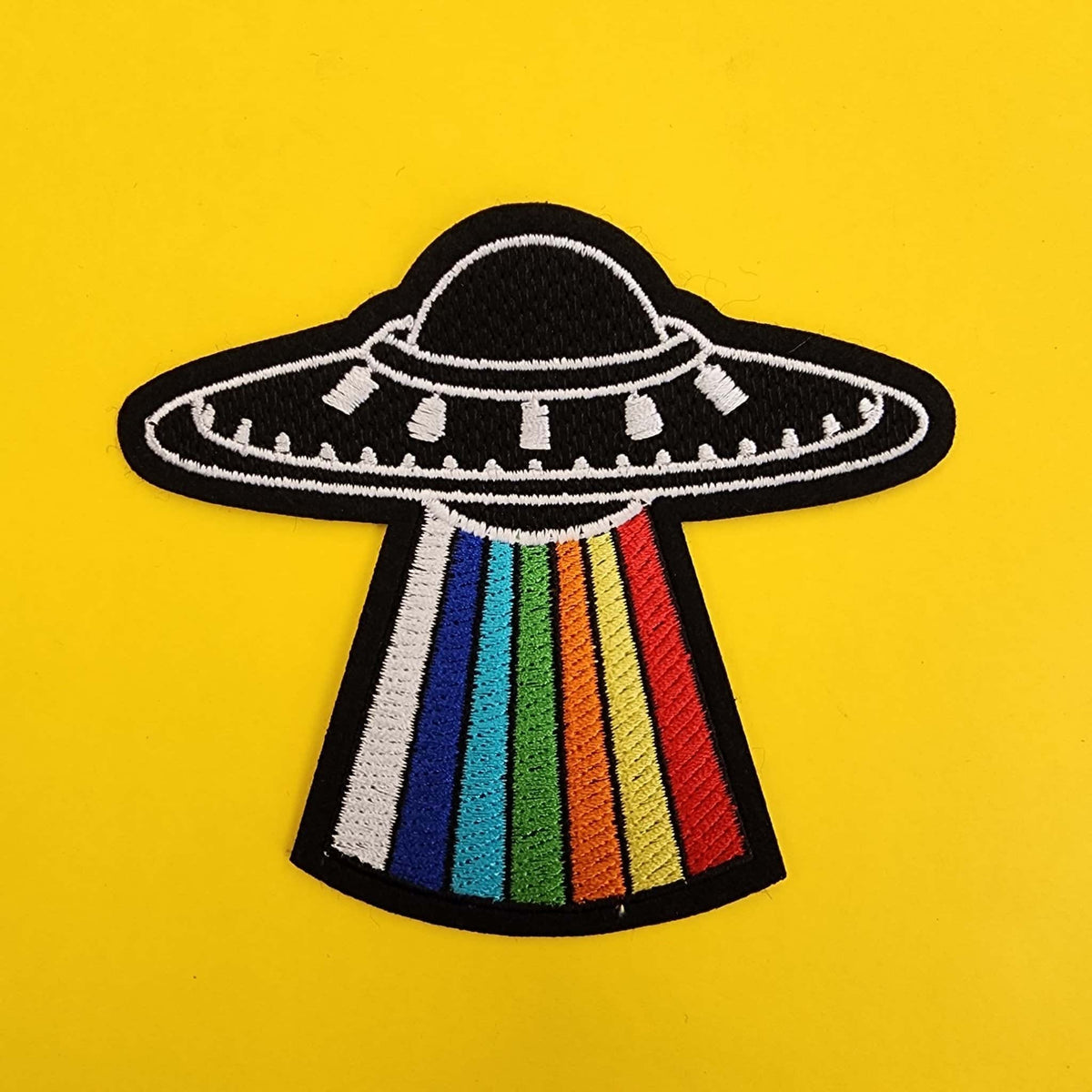 Rainbow Spaceship Iron on Patch